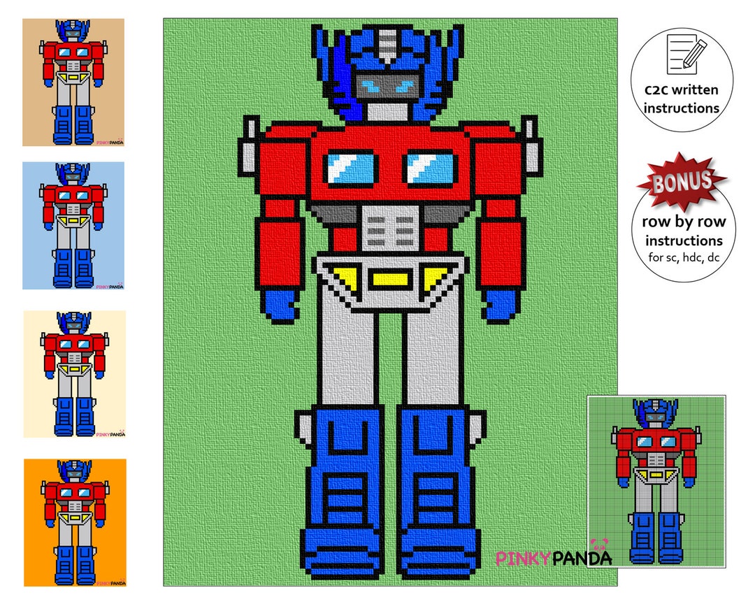 Optimus Prime Graph + Written Instructions * C2C * Row by Row * Robot ...