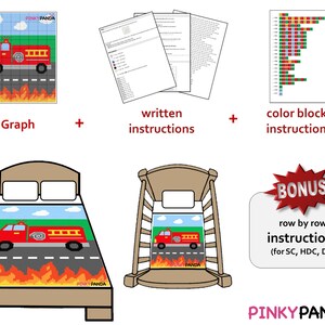Fire Truck Graph + Written Instructions * C2C * Row by Row * Digital ...