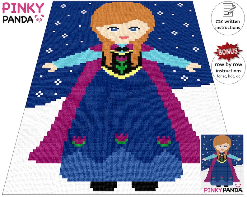 Anna Frozen Graph Written Instructions C2C Row by Row - Etsy