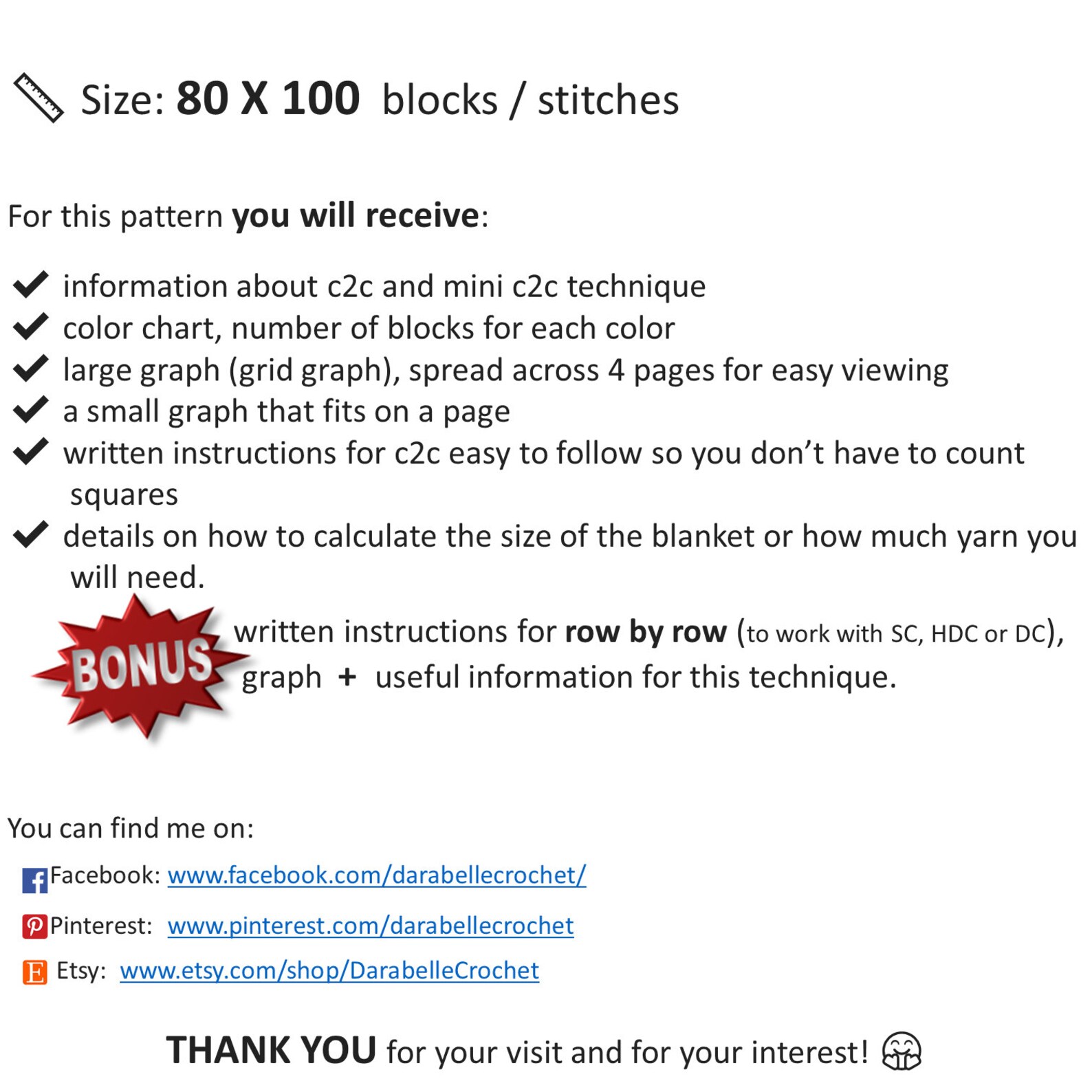 Pikachu - Pokemon –– C2C –– Row by Row –– Written Instructions –– Graph ...