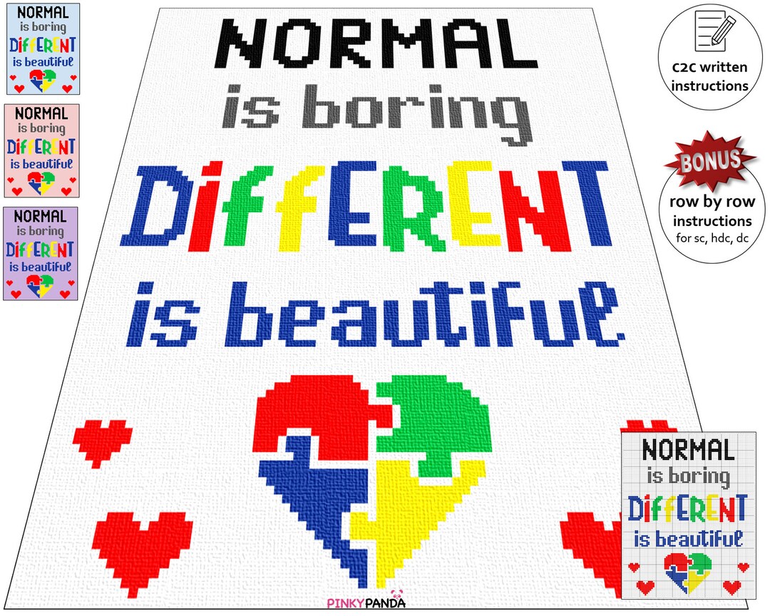 Autism * Graph + Written Instructions * C2C * Row by Row * Digital ...