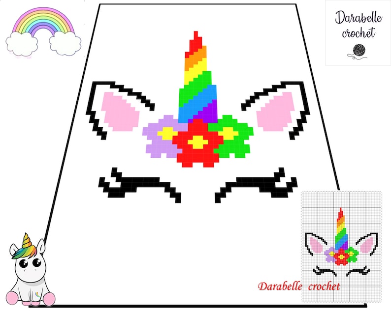 Unicorn - Crochet Pattern – PDF Download – C2C – Row by Row – Graph and ...