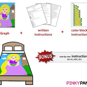 Rapunzel Princess Graph + Written Instructions * C2C * Row by Row ...