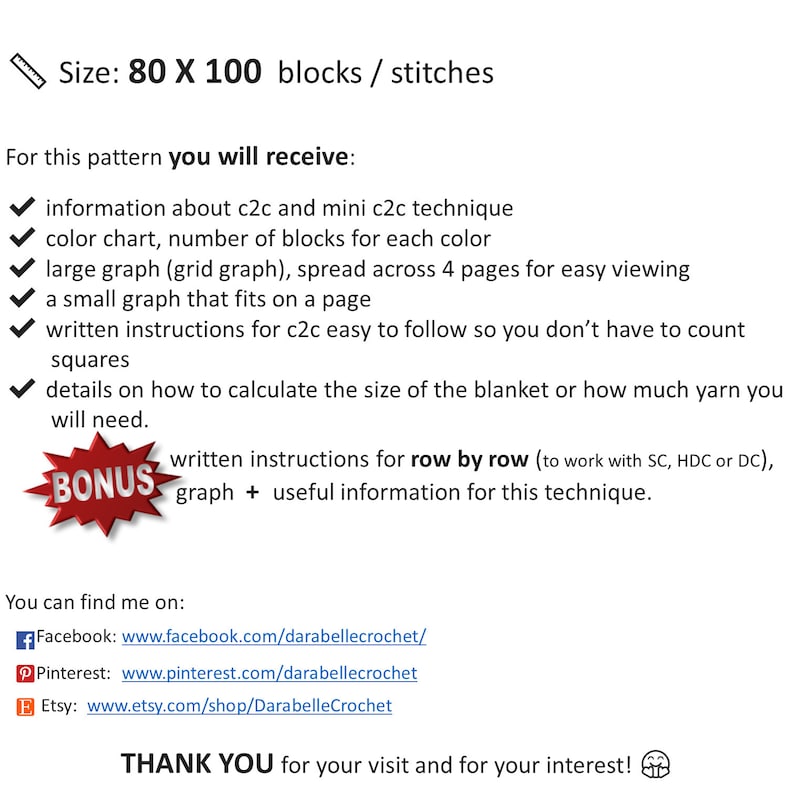 Minnie Mouse – C2C – Row by Row – Written Instructions – Graph – PDF ...