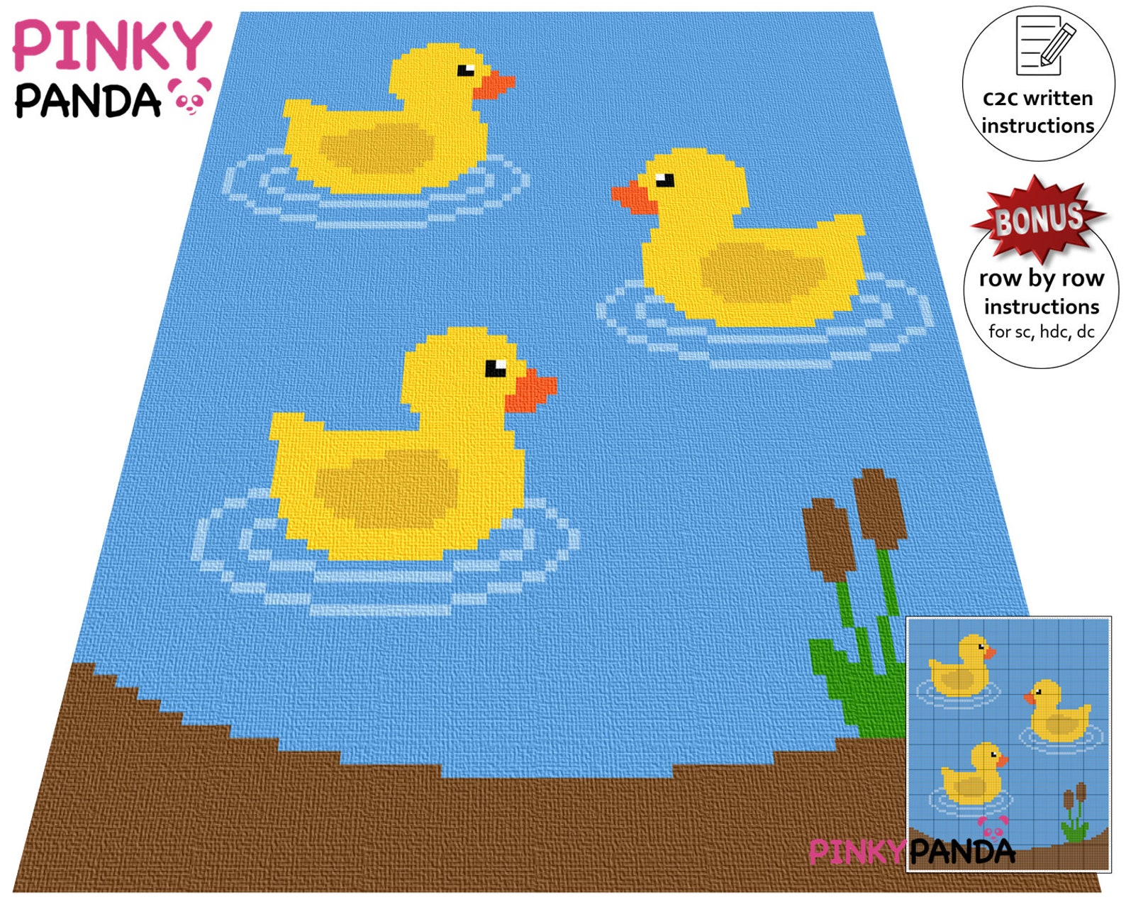 Ducks Graph + Written Instructions * C2C * Row by Row * Digital Pattern ...