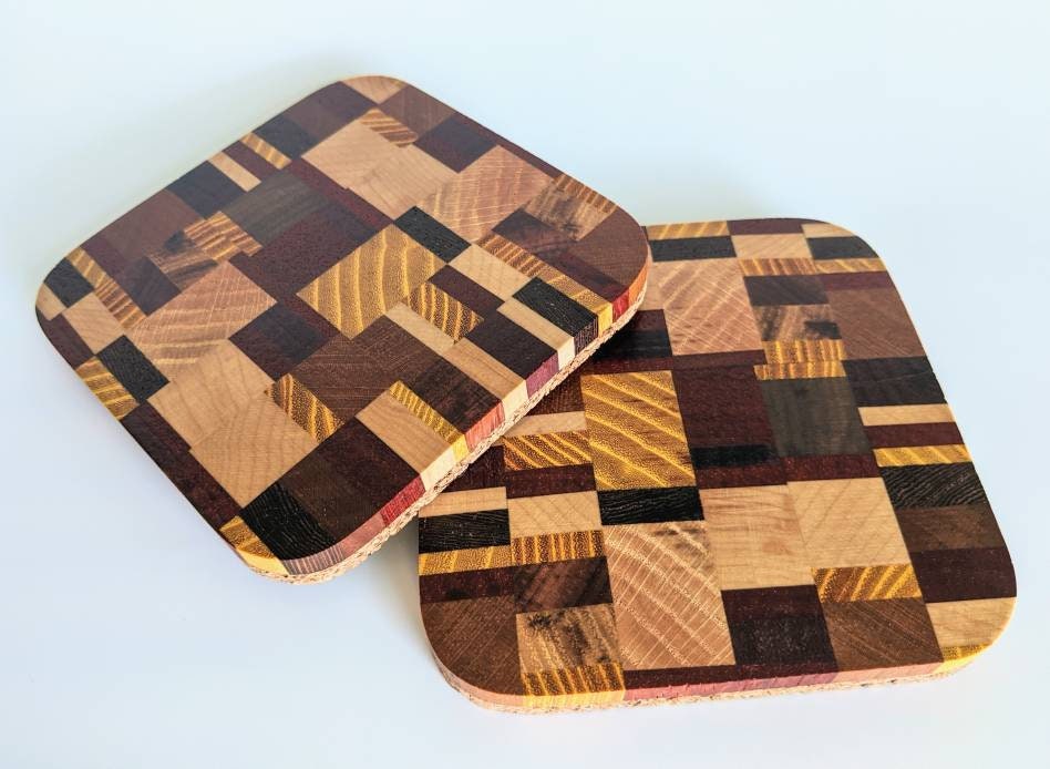 Wood Chaos Coaster Set of 4 End Grain Coaster Gift Set - Etsy