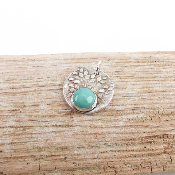 Silver and Turquoise Tree Pendant Light Blue Stone Jewelry - Etsy