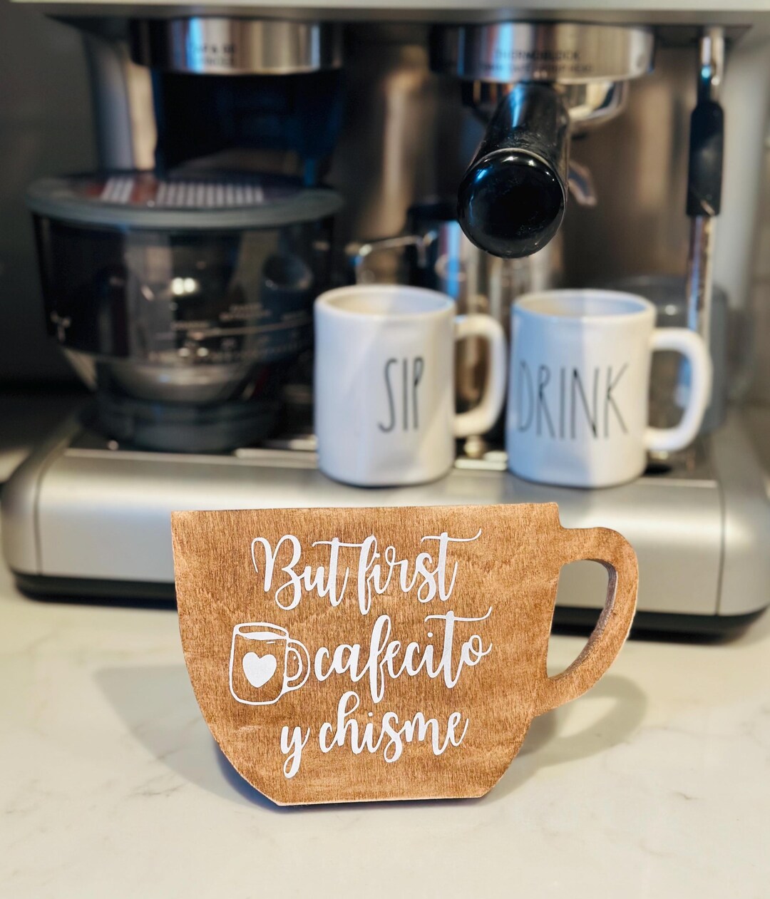 But First Cafecito Y Chisme/self Standing Wood Mug Sign/tiered Tray ...