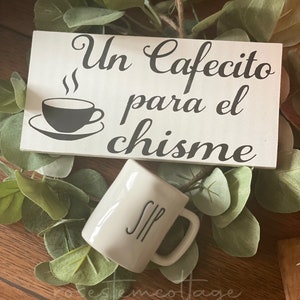 Farmhouse Decor Spanish Wood Sign Coffee Bar Decor Un Cafesito Para El ...