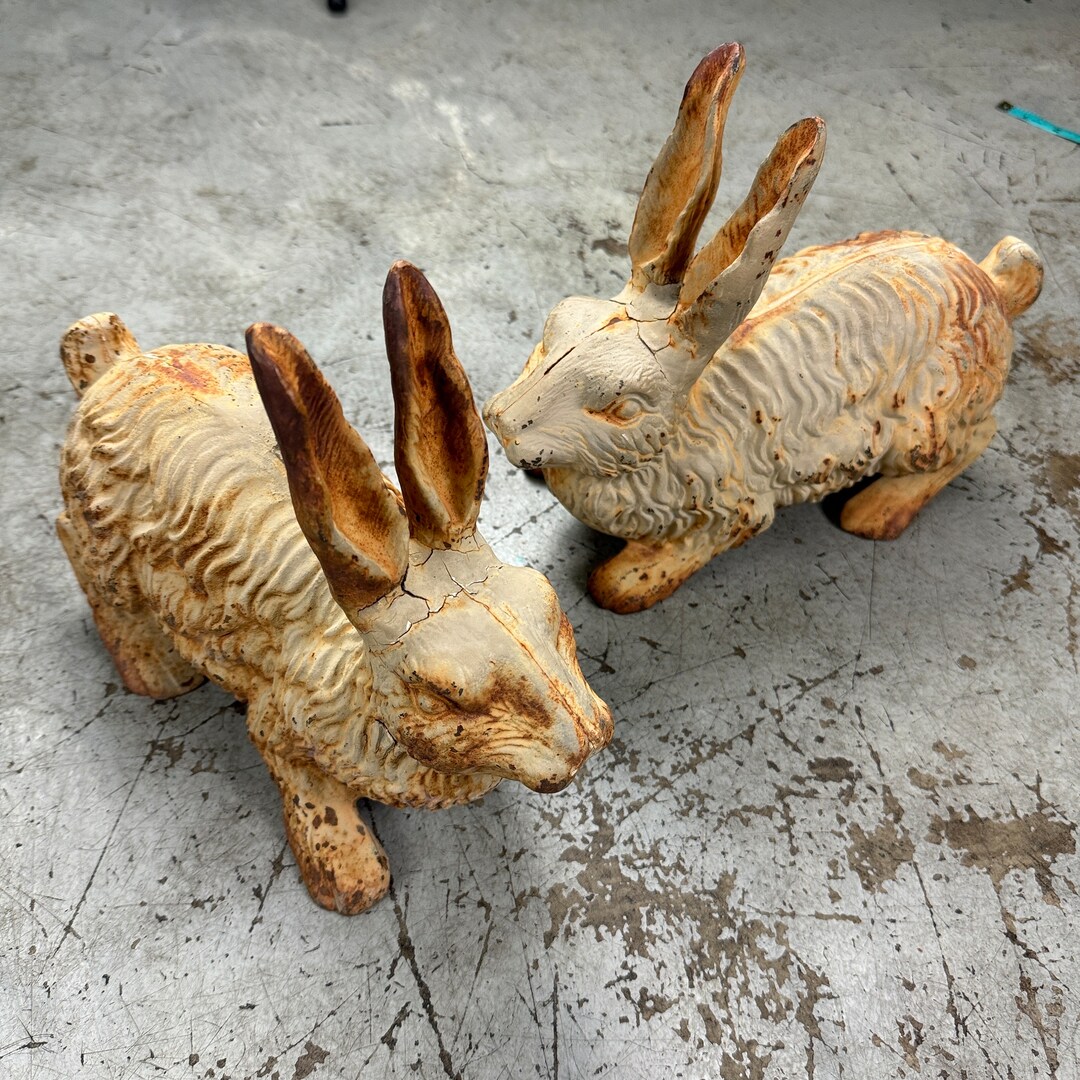 Matching Antique Cast Iron Garden Rabbits 20s - Etsy