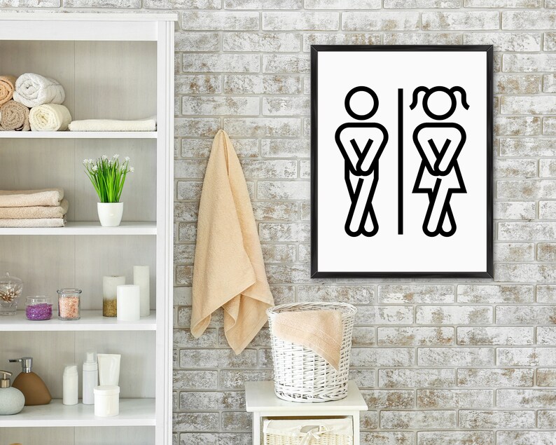 Funny Bathroom Sign Funny Bathroom Wall Art Funny Restroom Signs ...