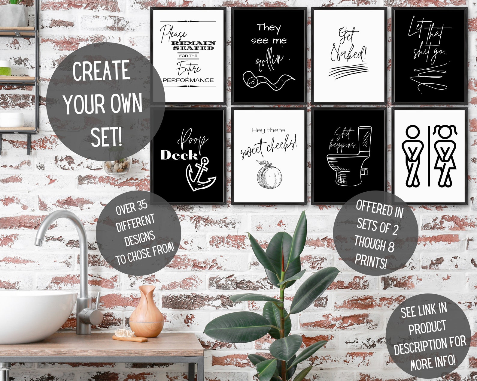 Funny Bathroom Sign Funny Bathroom Wall Art Funny Restroom | Etsy