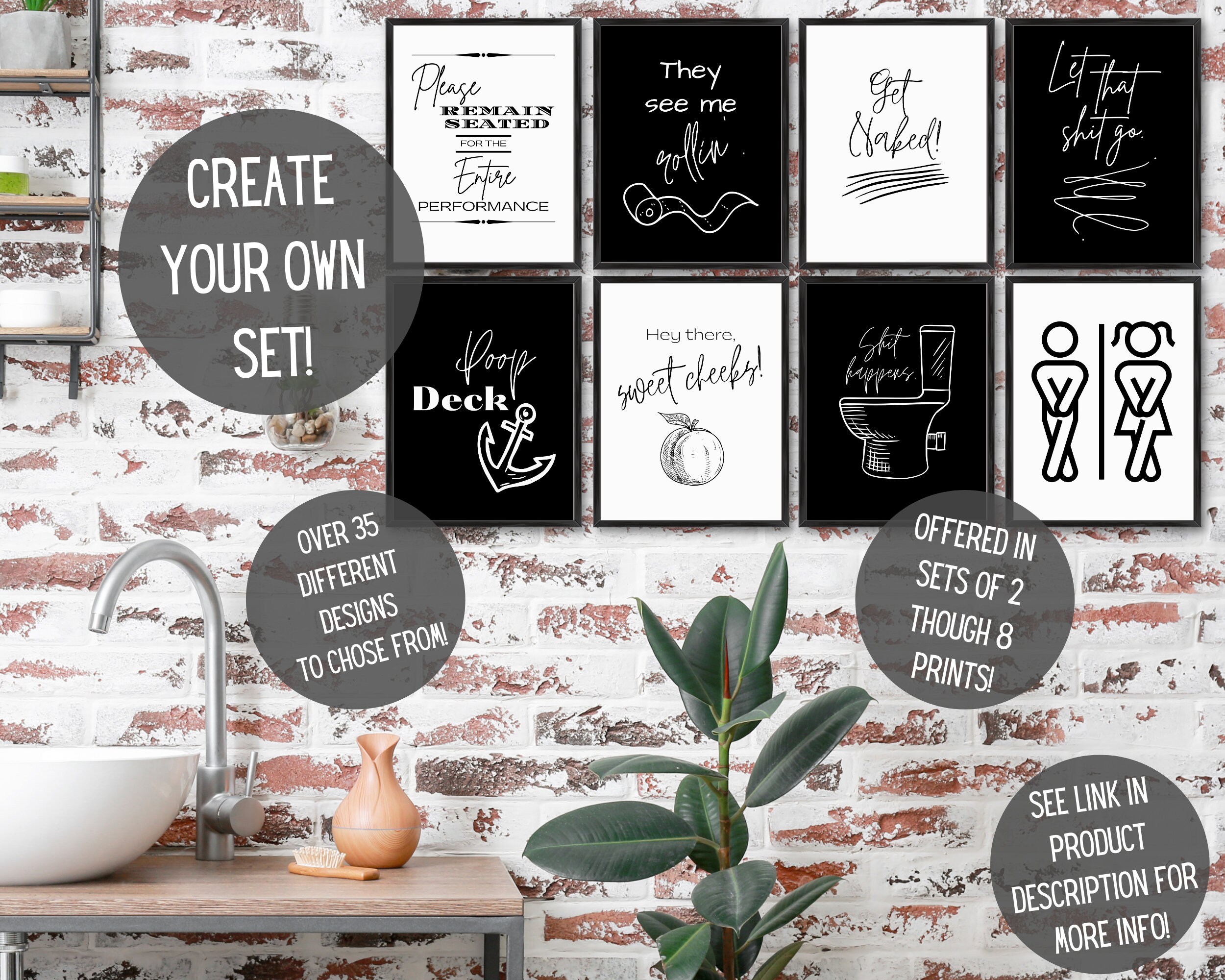 Funny Bathroom Sign | Funny Bathroom Wall Art | Funny Restroom Signs ...