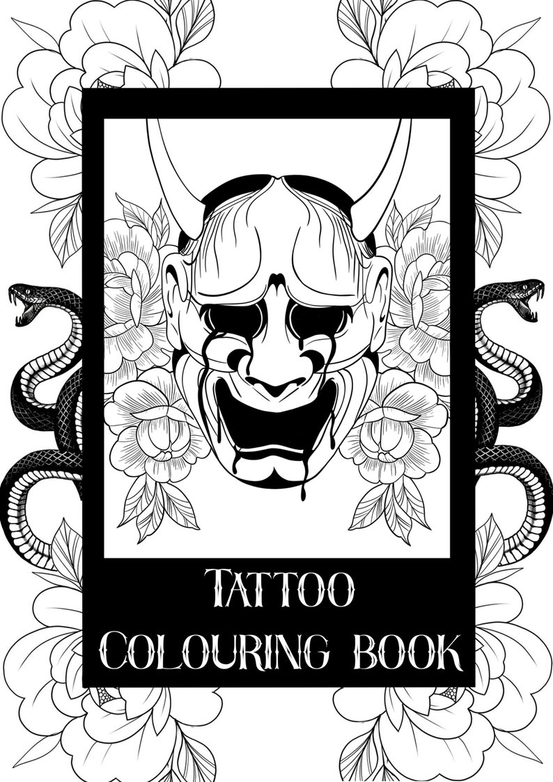 Tattoo Coloring Book, A4 Coloring Pages for Adults and Youth, Cool ...