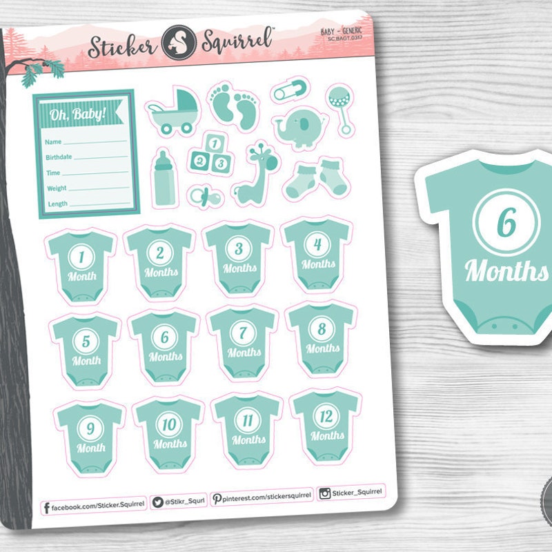 Baby Boy Month Stickers - Etsy
