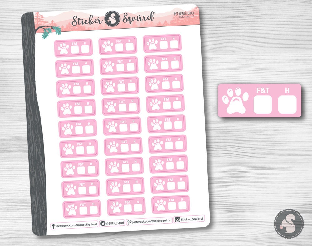 Pet Health Check Paw Print Planner Labels Cat Dog Cats Dogs - Etsy