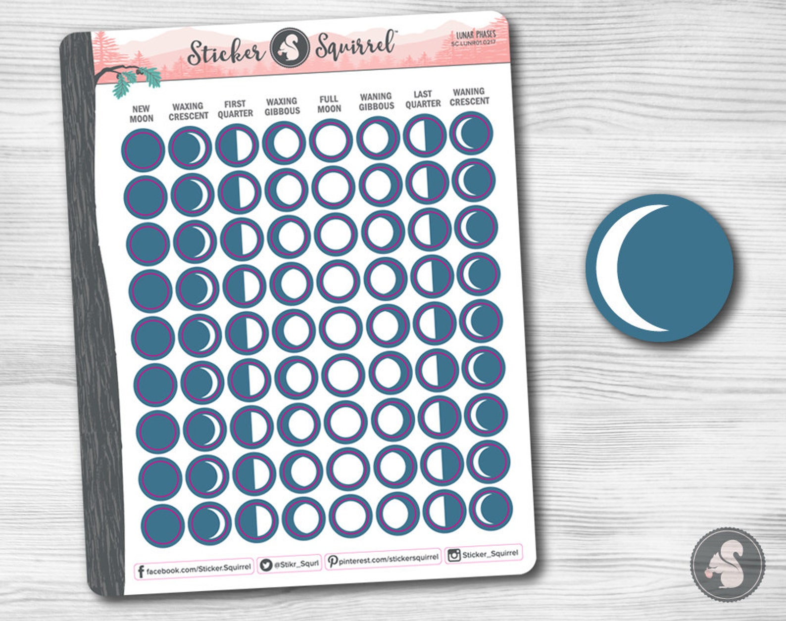 Lunar Moon Phases Planner Stickers Monthly Planner Big Happy | Etsy
