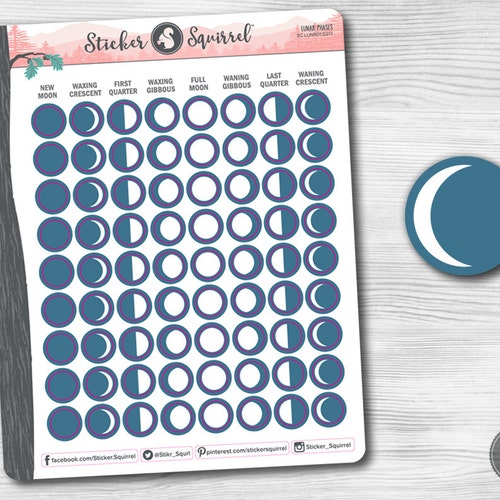 Lunar Moon Phases Planner Stickers Monthly Planner Big Happy - Etsy