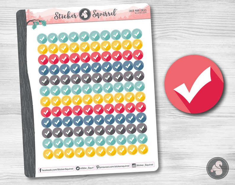 Check Mark Circle Planner Stickers Erin Condren Monthly - Etsy