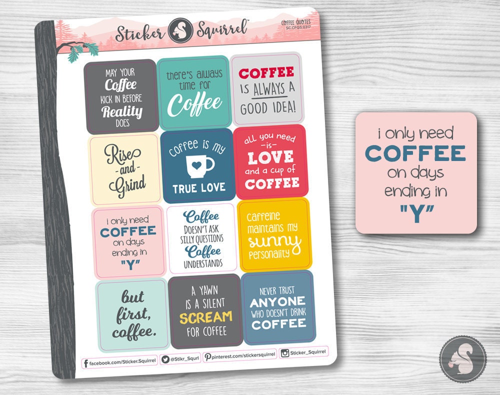 Coffee Quotes Planner Stickers java joe morning cup coffee | Etsy