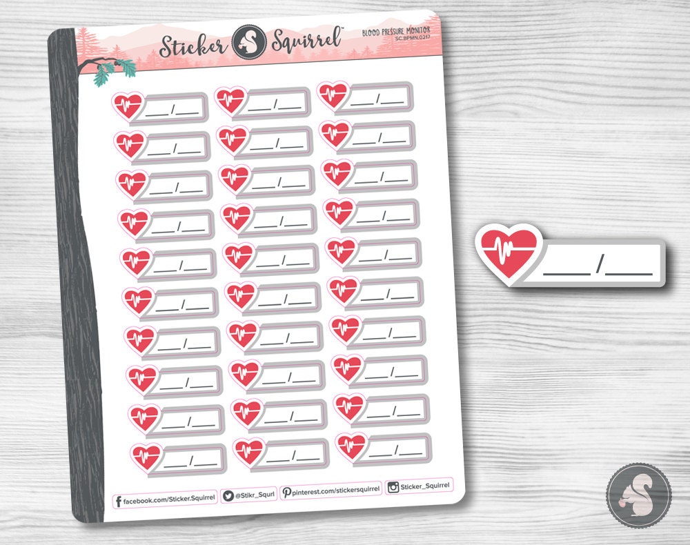 Blood Pressure Monitor Planner Stickers Write on Health - Etsy