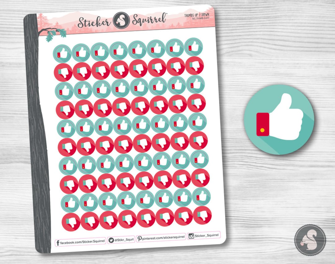 Thumbs Up/down Planner Stickers: Turquoise & Blush Vinyl Decals - Etsy