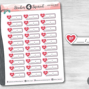 Blood Pressure Monitor Planner Stickers - Write on Health Tracker Bp ...