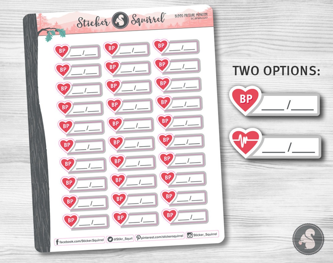 Blood Pressure Monitor Planner Stickers - Write on Health Tracker Bp ...