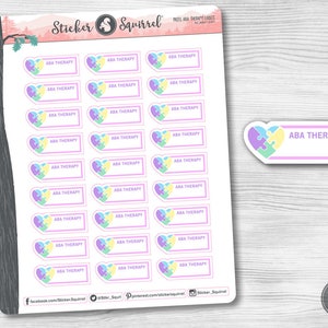 ABA Therapy Planner Stickers | Erin Condren Horizontal Reminder Autism ...