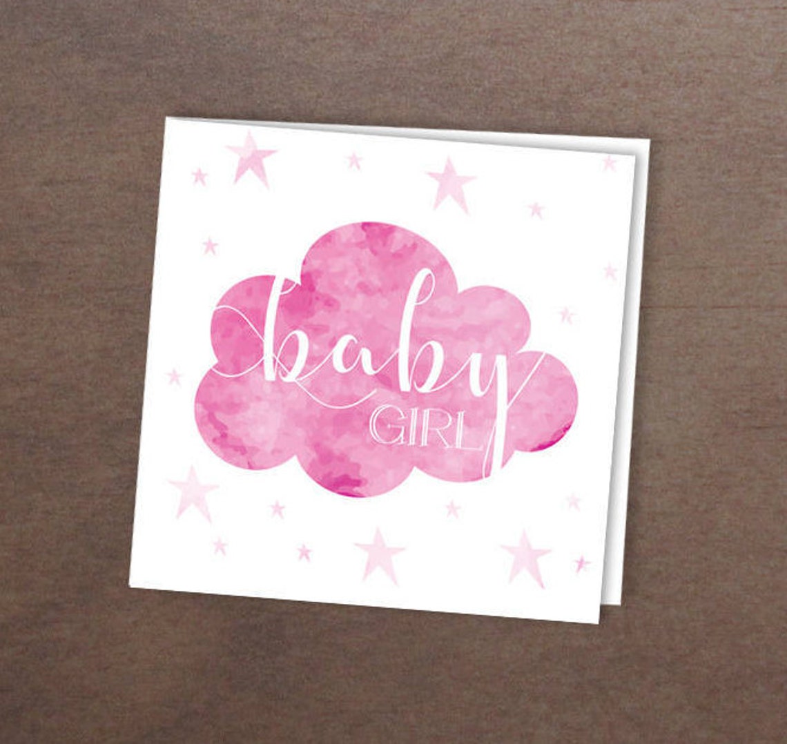 Baby Girl Pink Card, Printable Baby Girl Card - Etsy