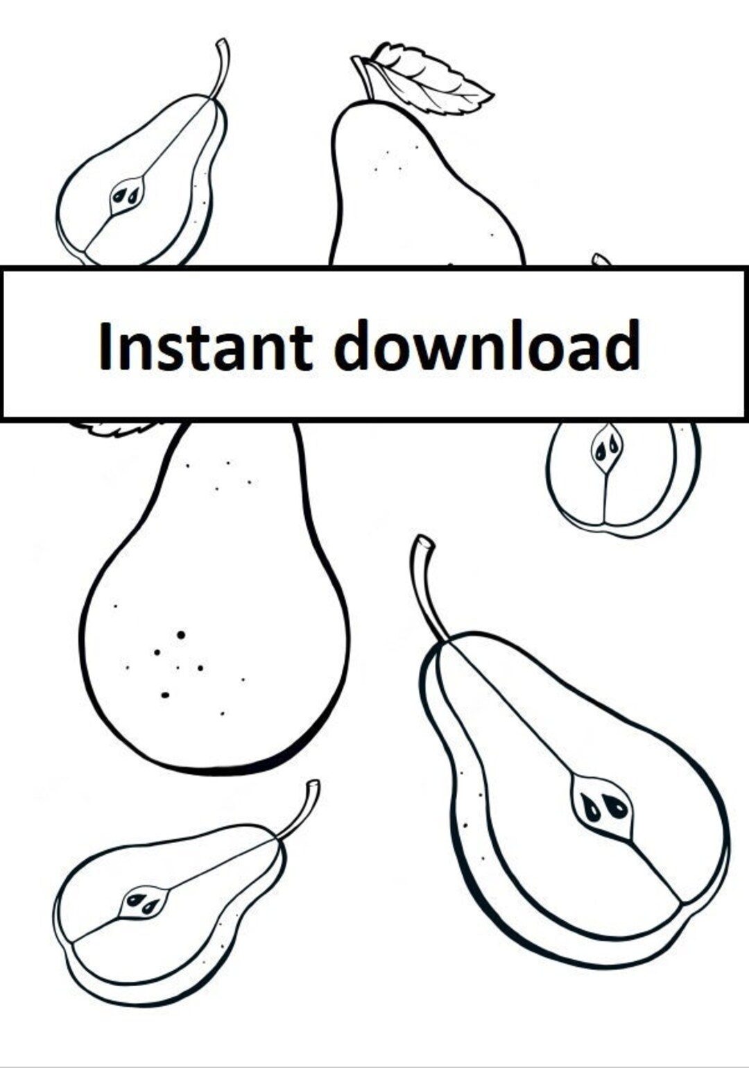 Kids Coloring Pages Pear No Text Fruits Book Printable Colouring Sheets ...
