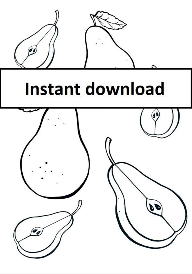 Kids Coloring Pages Pear No Text Fruits Book Printable Colouring Sheets ...