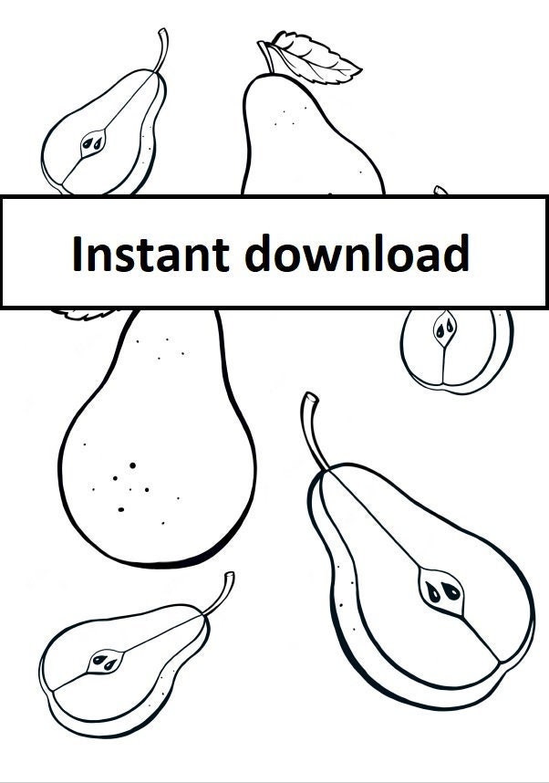 Kids Coloring Pages Pear No Text Fruits Book Printable Colouring Sheets ...
