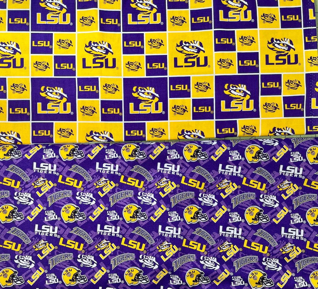 LSU Tigers Cotton Fabric -- SHIPS in 1-2 Business Days -- Louisiana ...