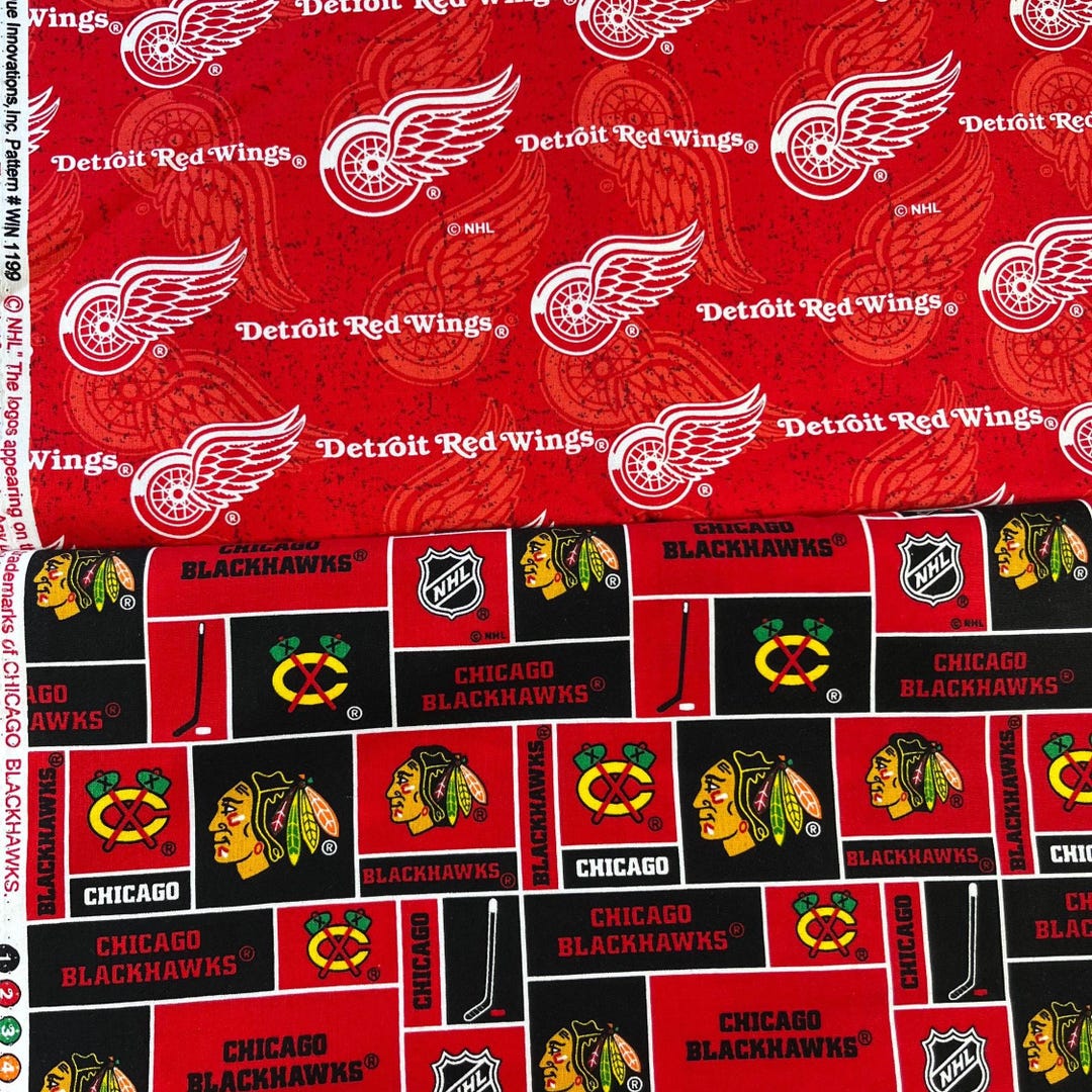 Red Wings or Blackhawks Fabric -- SHIPS in 1-2 Business Days -- NHL ...