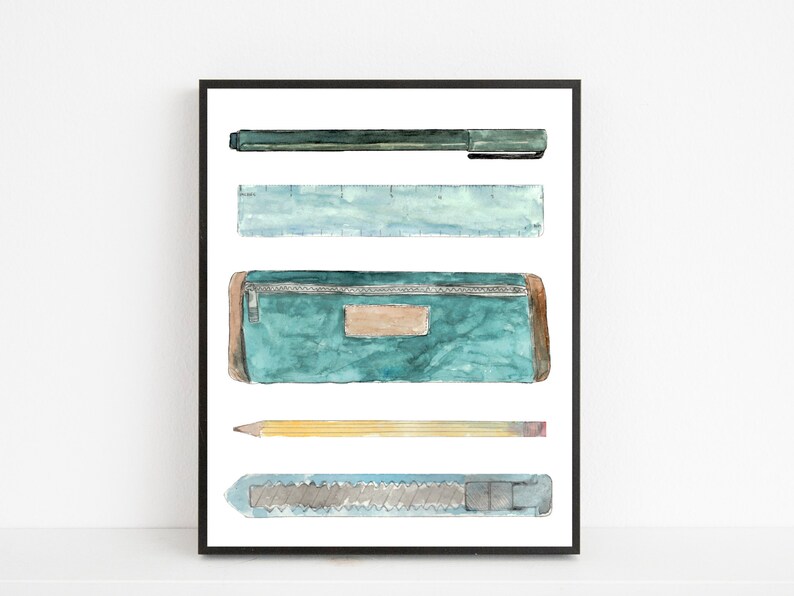 3 Piece Set Watercolor PLANNER and SCHOOL Student SUPPLIES, Printable ...