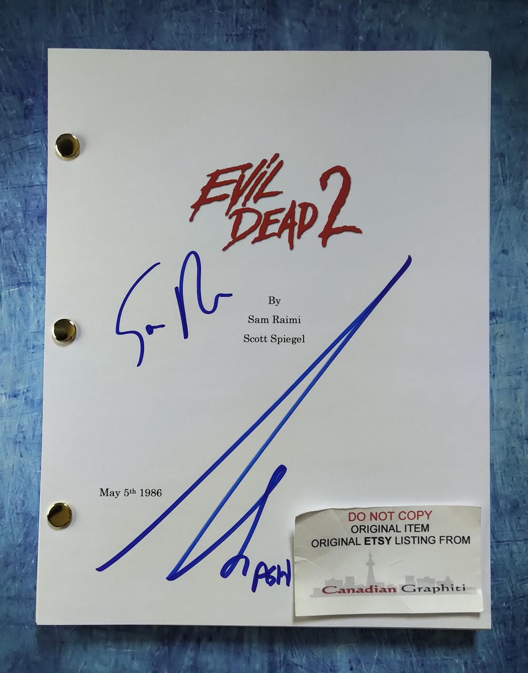 Bruce Campbell & Sam Raimi Hand Signed Autograph Evil Dead 2 Script COA ...