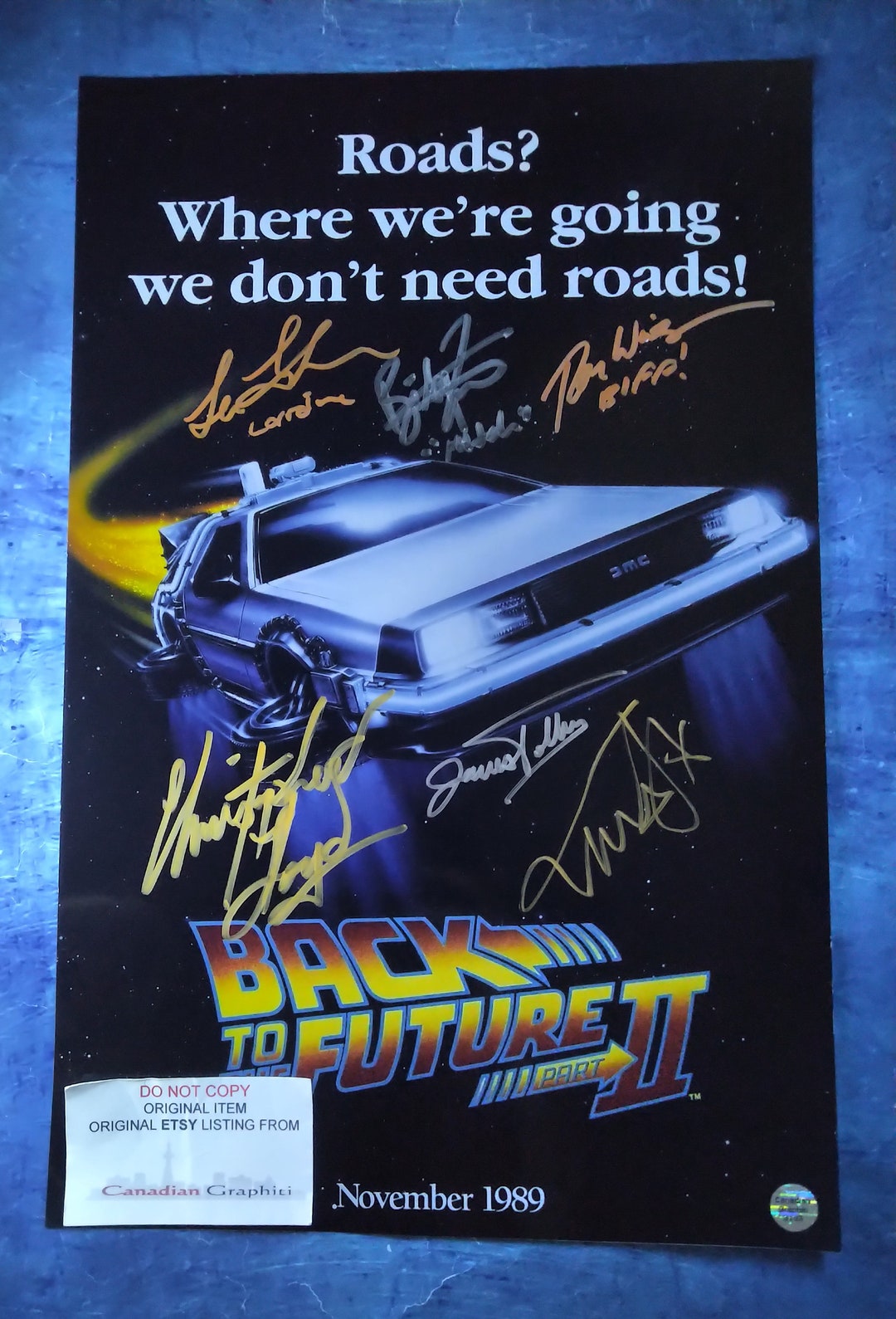 Back to the Future Cast Hand Signed Autograph Poster COA Michael J Fox ...