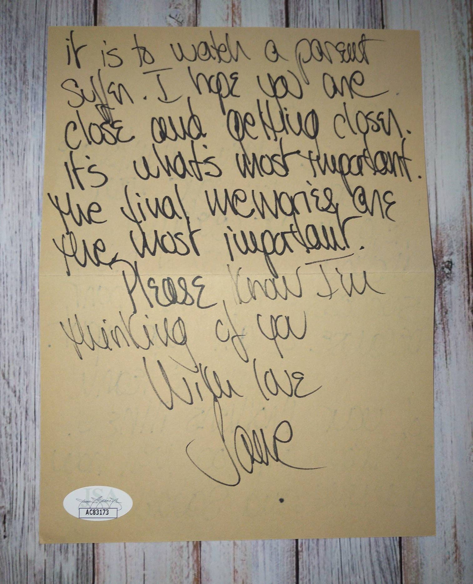 Jane Fonda RARE Hand Written Letter Autograph to Donfeld JSA - Etsy