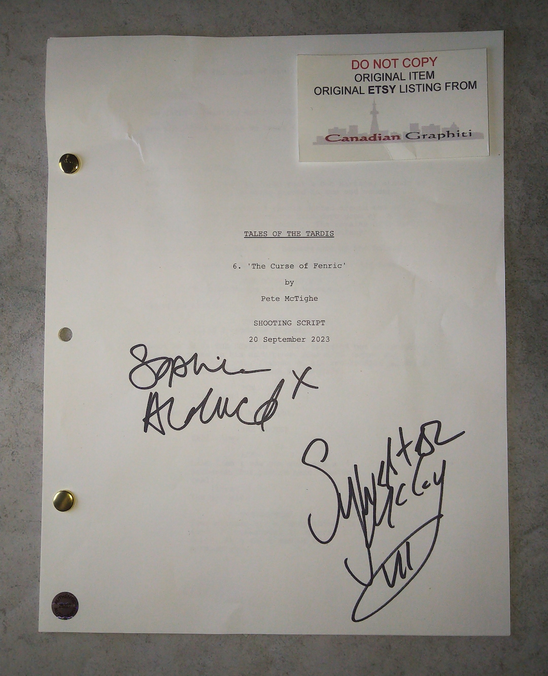 Sylvester Mccoy & Sophie Aldred Hand Signed Autograph Doctor Who Script ...