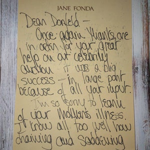 Jane Fonda RARE Hand Written Letter Autograph to Donfeld JSA - Etsy