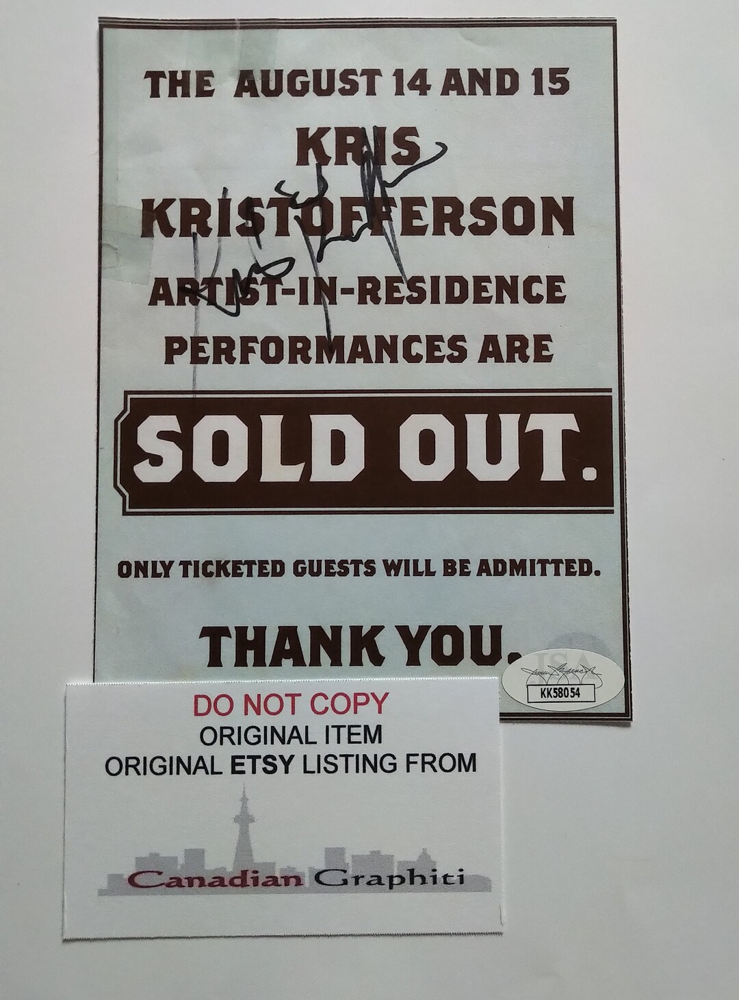 Kris Kristofferson Hand Signed Autograph Event Sign COA JSA - Etsy