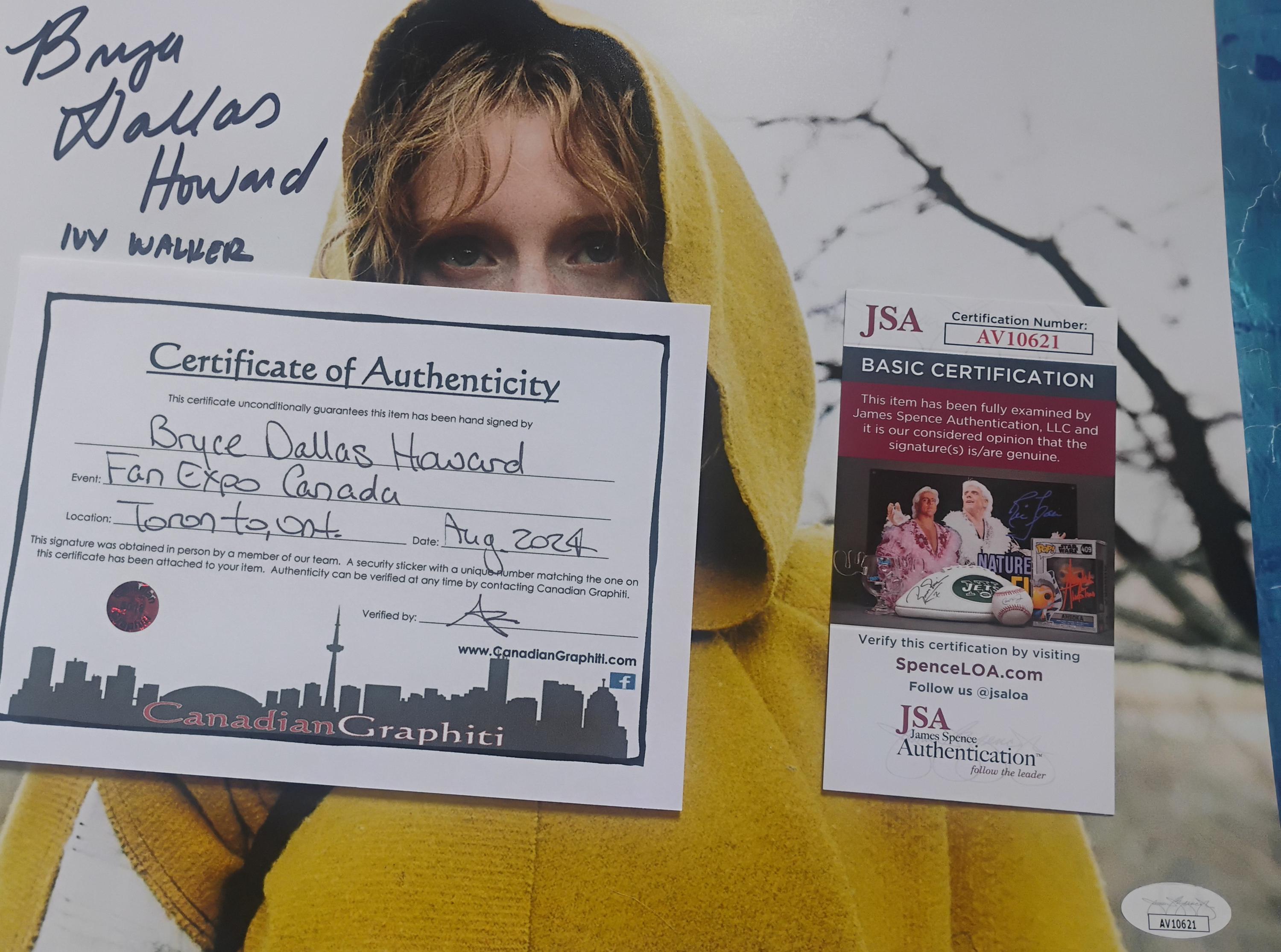 Bryce Dallas Howard Hand Signed Autograph 11x14 Photo JSA COA - Etsy