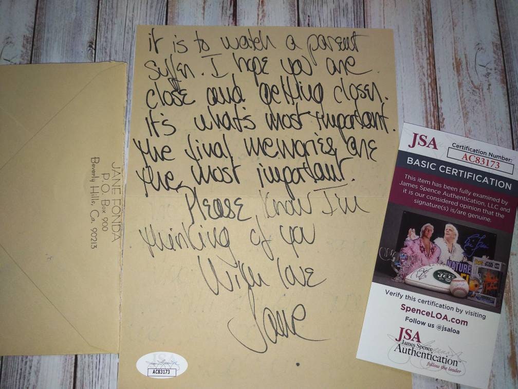 Jane Fonda RARE Hand Written Letter Autograph to Donfeld JSA - Etsy