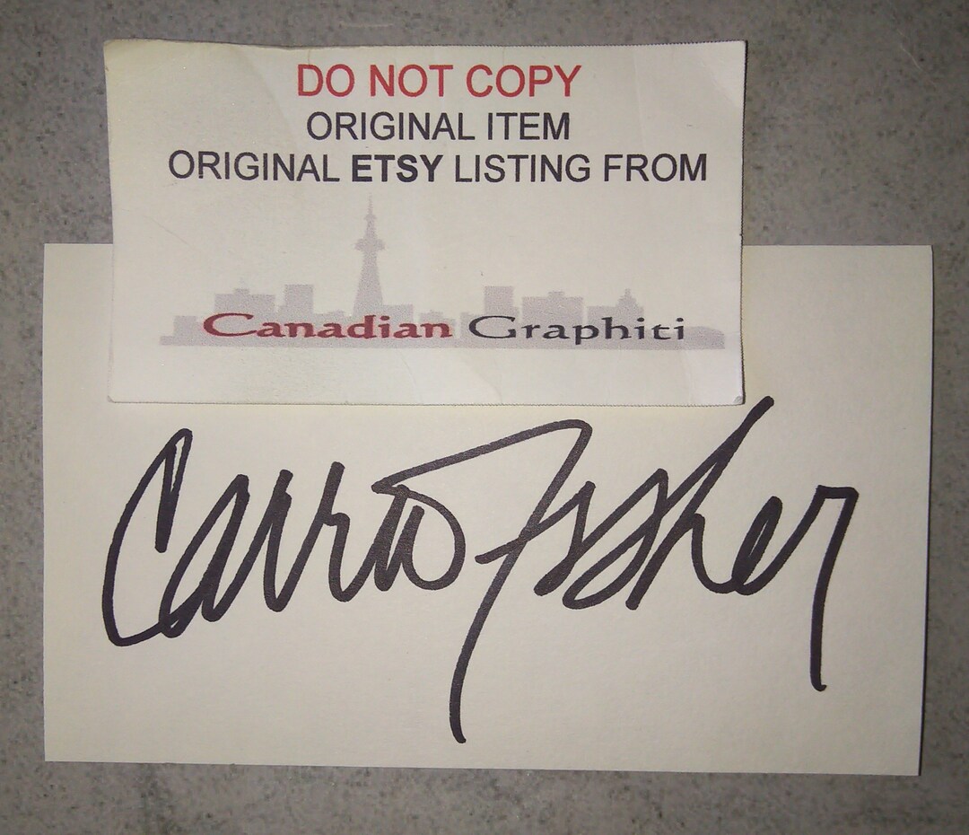 Carrie Fisher Hand Signed Autograph Index Card COA - Etsy