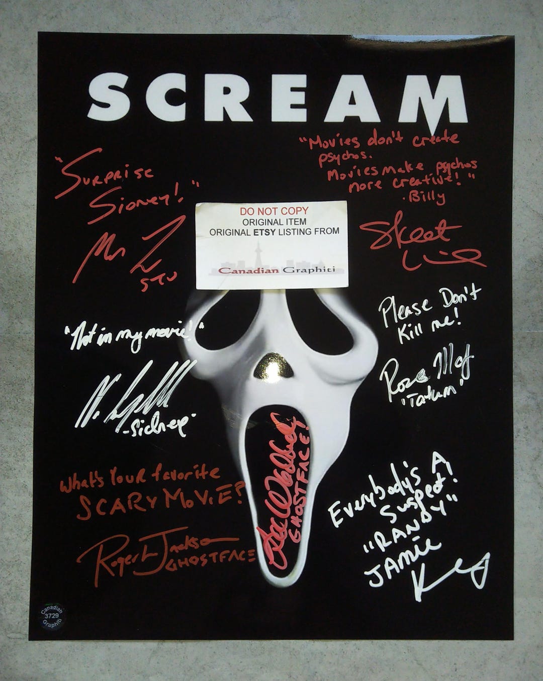 Scream Cast Hand Signed Autograph 11x14 Photo COA Neve Campbell, Rose Mcgowan, Skeet Ulrich ...