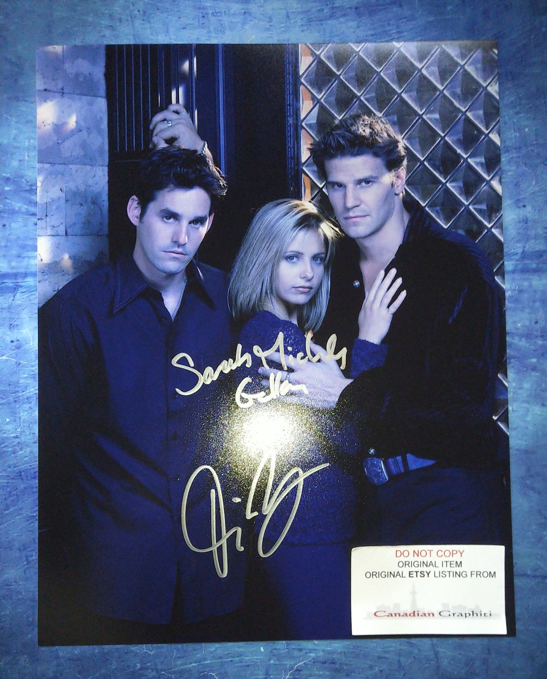 Sarah Michelle Gellar & David Boreanaz Hand Signed Autograph 11x14 ...