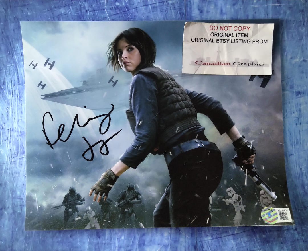 Felicity Jones Hand Signed Autograph 8x10 Photo BAS COA Star Wars Rogue ...