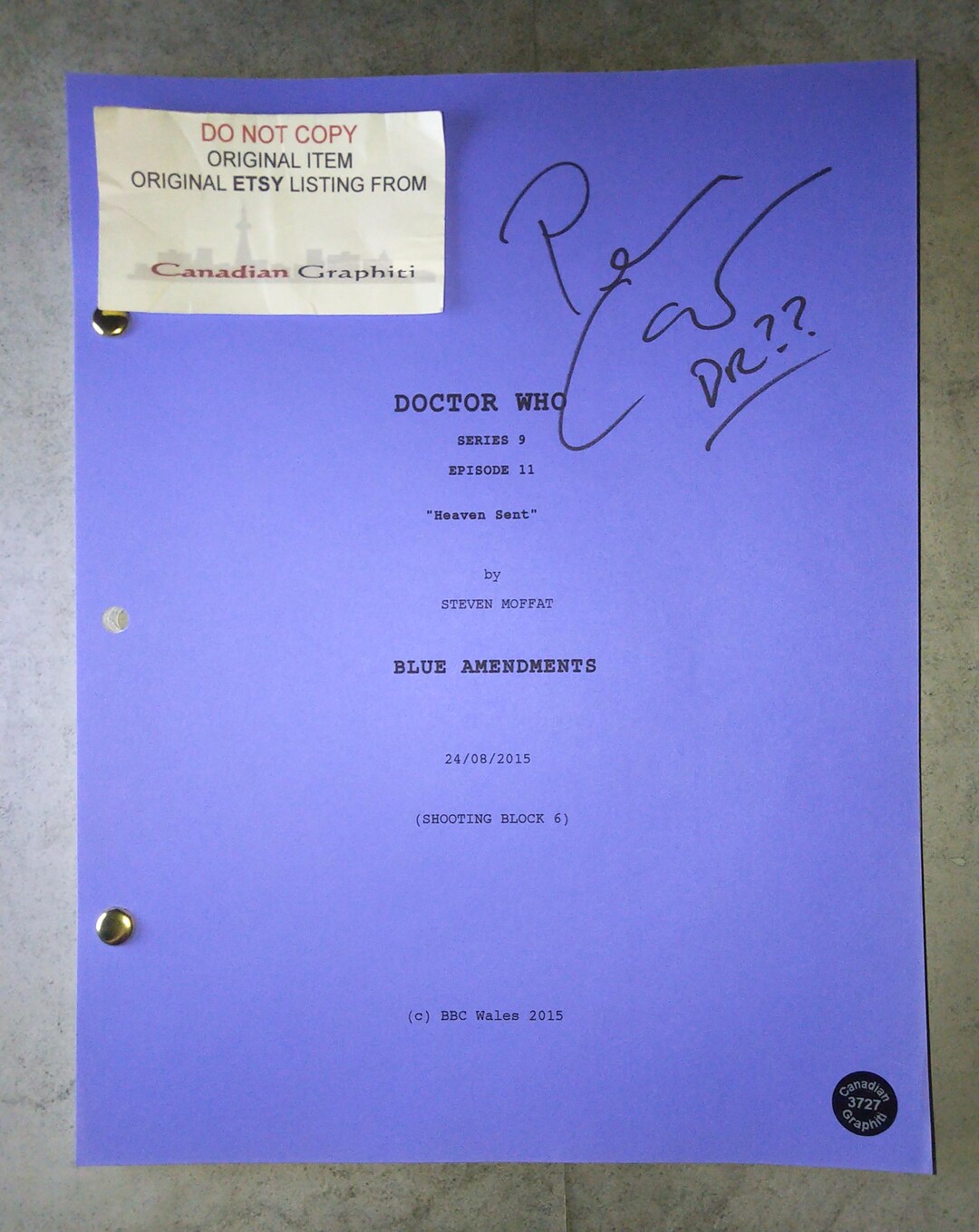 Peter Capaldi Hand Signed Autograph Doctor Who Script COA - Etsy
