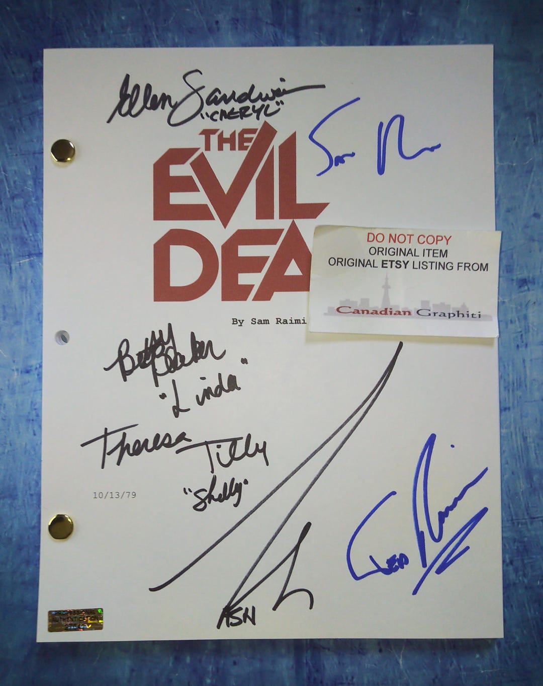 Evil Dead 6x Cast Hand Signed Autograph Script COA Bruce Campbell, Sam ...